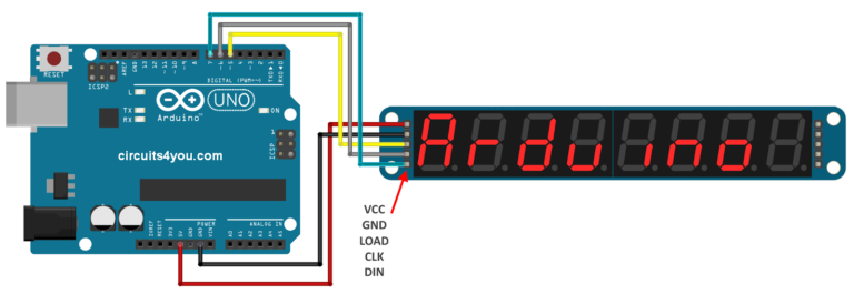 MAX7219 7-segment display-Arduino | Circuits4you.com