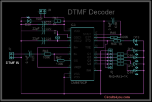 DTMF Decoder MT8870 | Circuits4you.com