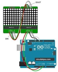 Moving message display using arduino | Circuits4you.com