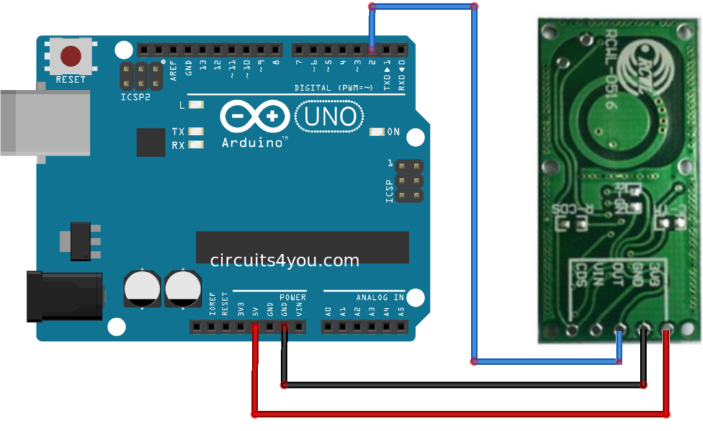 RCWL-0516 Doppler Radar Sensor Interface with Arduino | Circuits4you.com